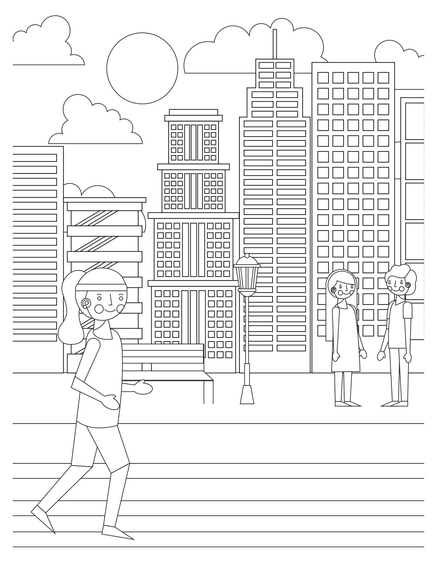 Serene Cityscape Coloring Pages: Relax with Urban Scenes