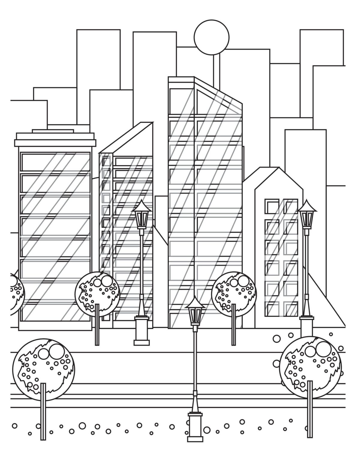Serene Cityscape Coloring Pages: Relax with Urban Scenes