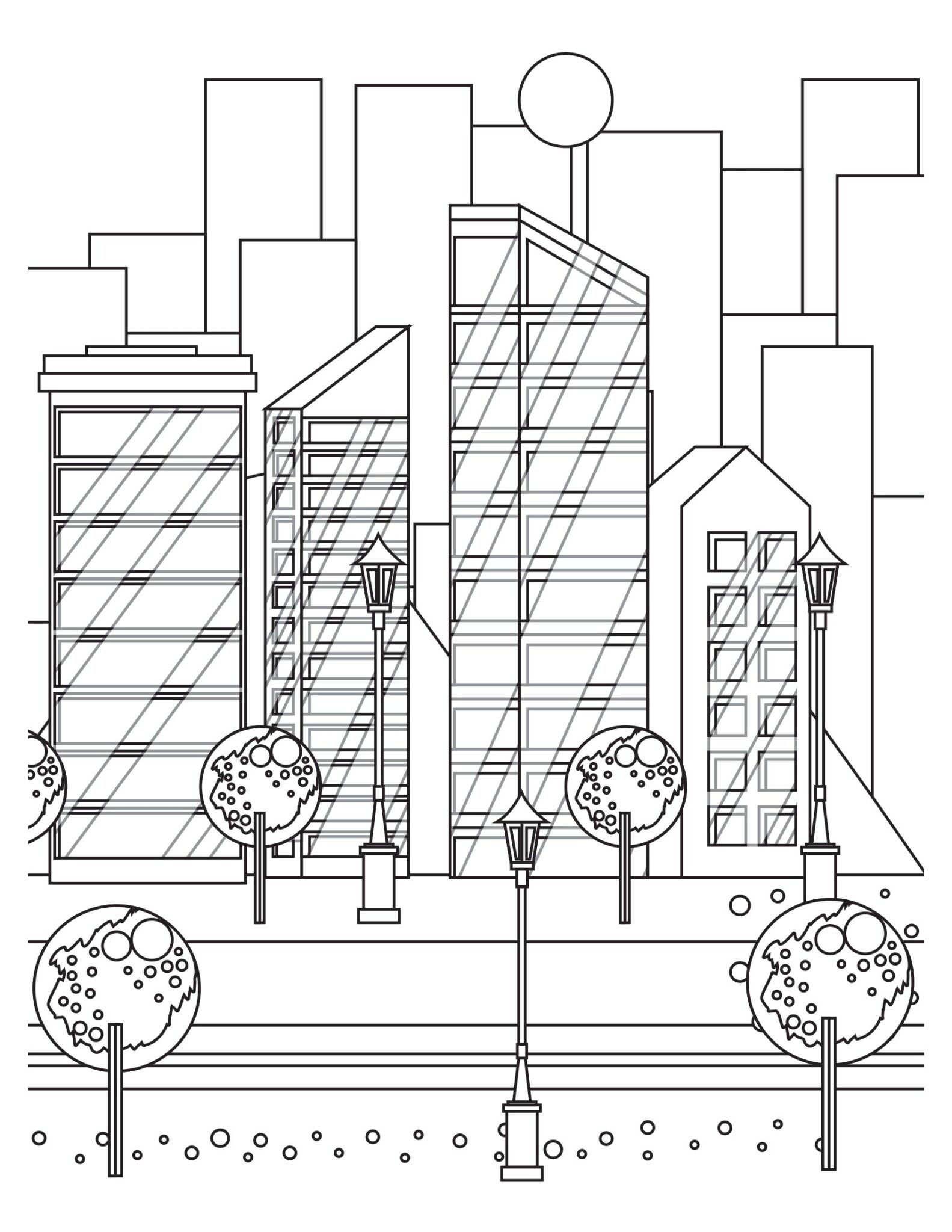 Serene Cityscape Coloring Pages: Relax with Urban Scenes