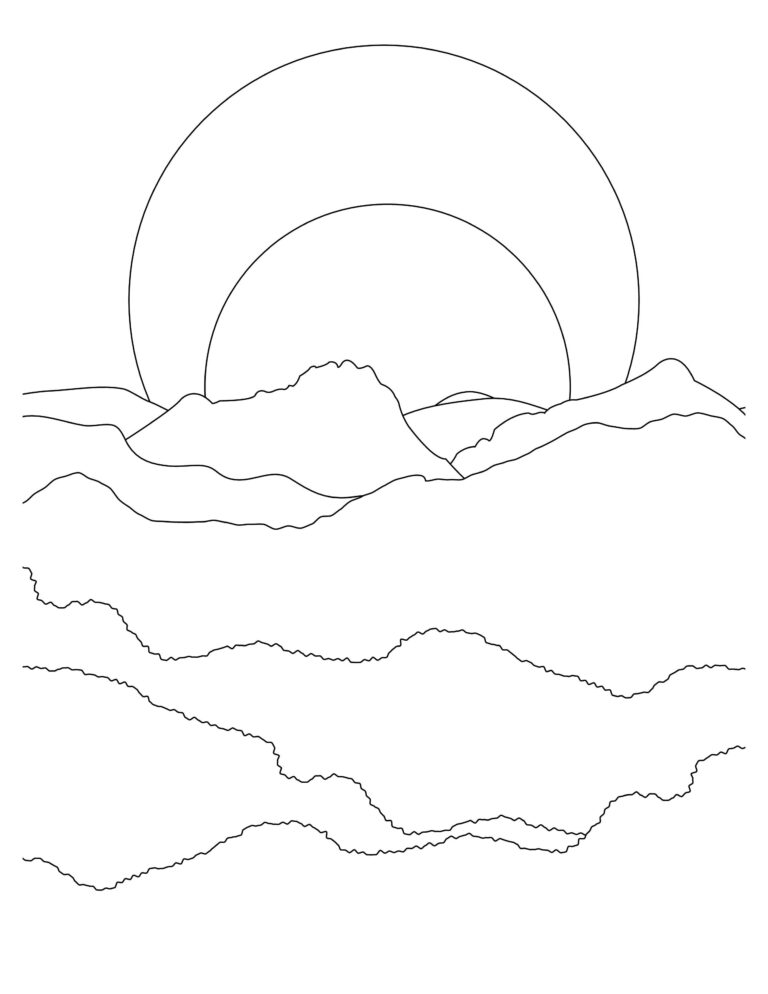 Desert Sunset Coloring Pages | Tranquil Scenes To Color