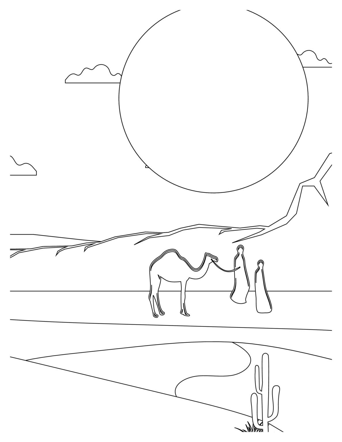 Desert Sunset Coloring Pages | Tranquil Scenes To Color