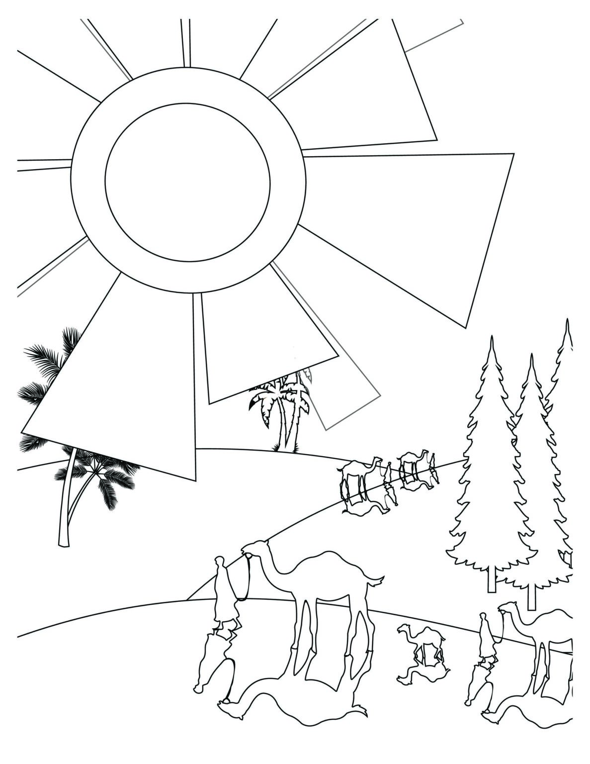 Desert Sunset Coloring Pages | Tranquil Scenes To Color