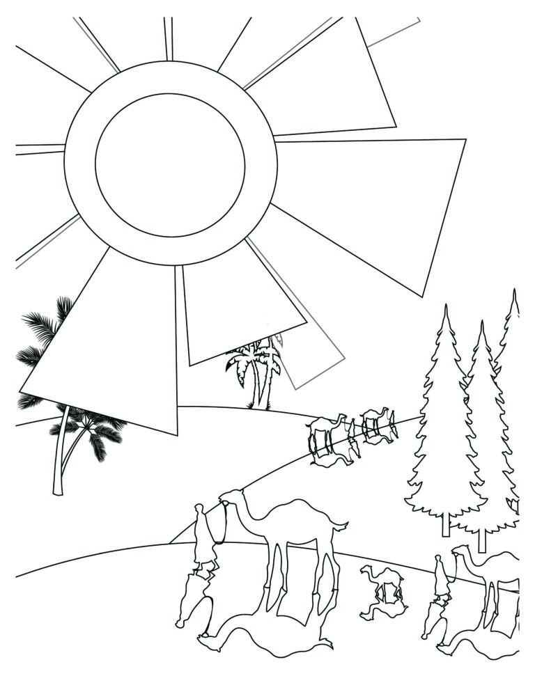 Desert Sunset Coloring Pages | Tranquil Scenes To Color