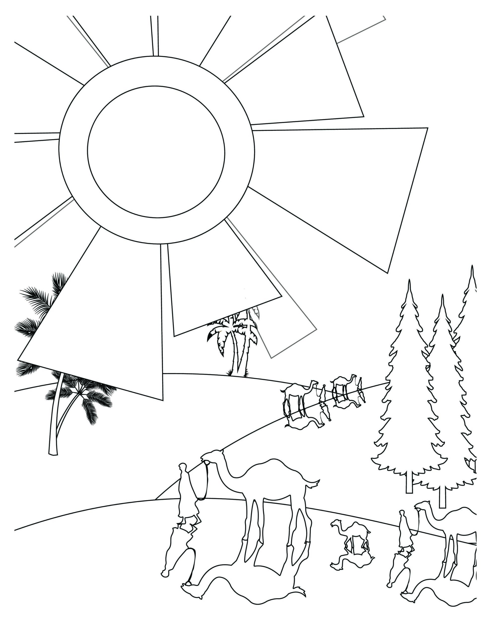 Desert Sunset Coloring Pages | Tranquil Scenes To Color