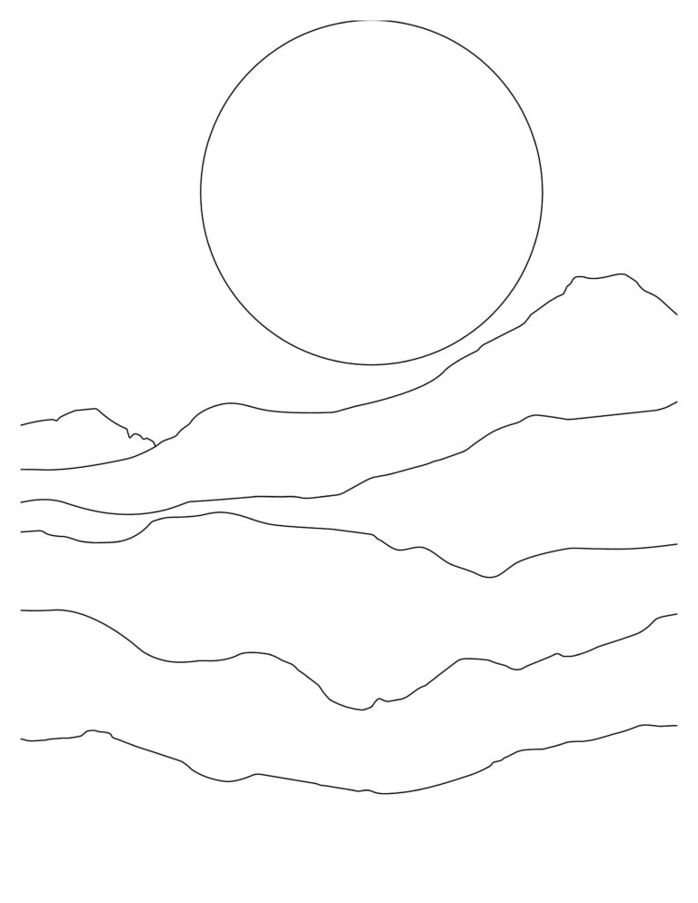 Desert Sunset Coloring Pages | Tranquil Scenes To Color