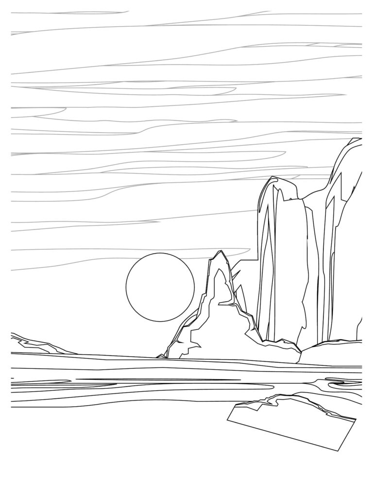 Desert Sunset Coloring Pages | Tranquil Scenes To Color
