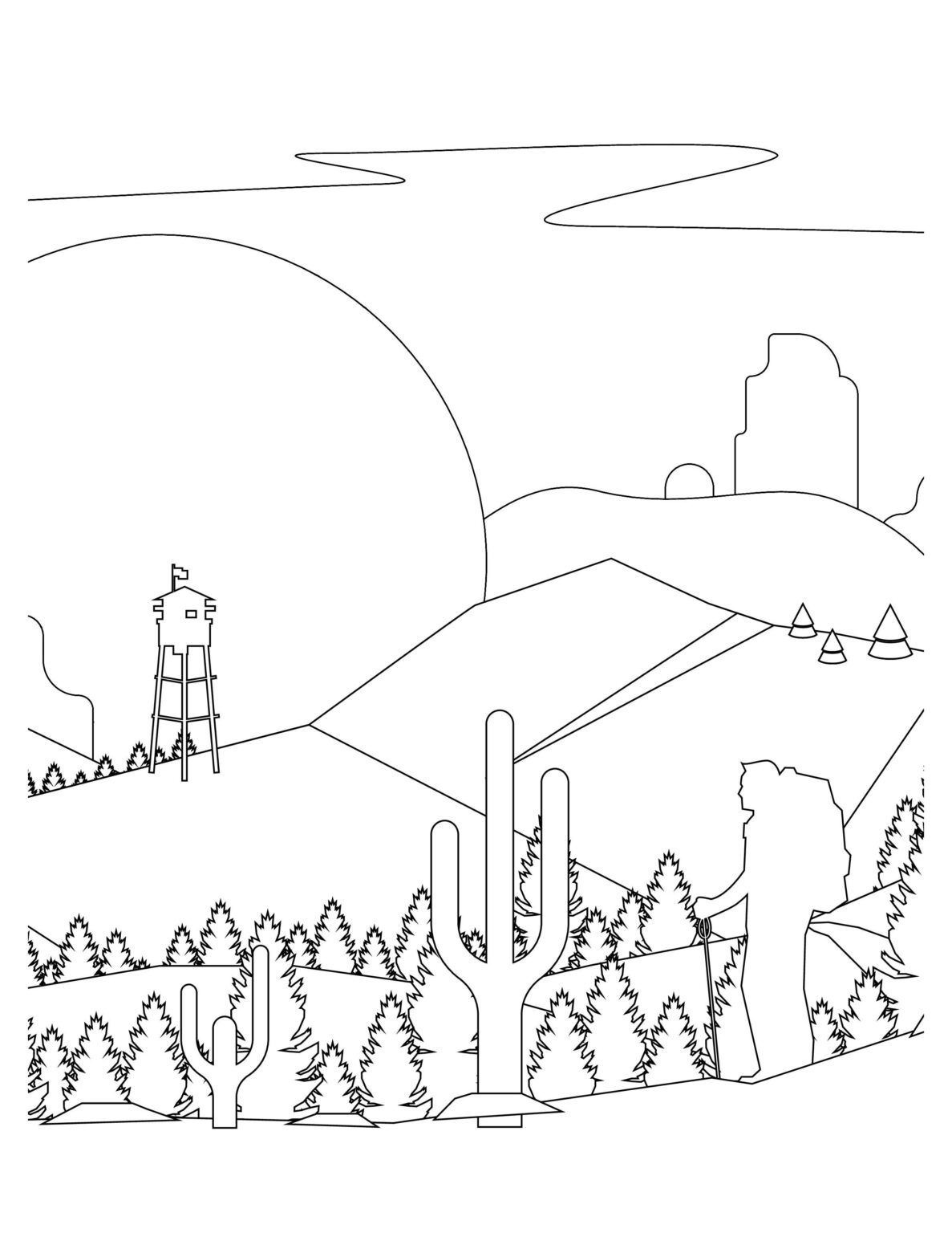 Desert Sunset Coloring Pages | Tranquil Scenes To Color