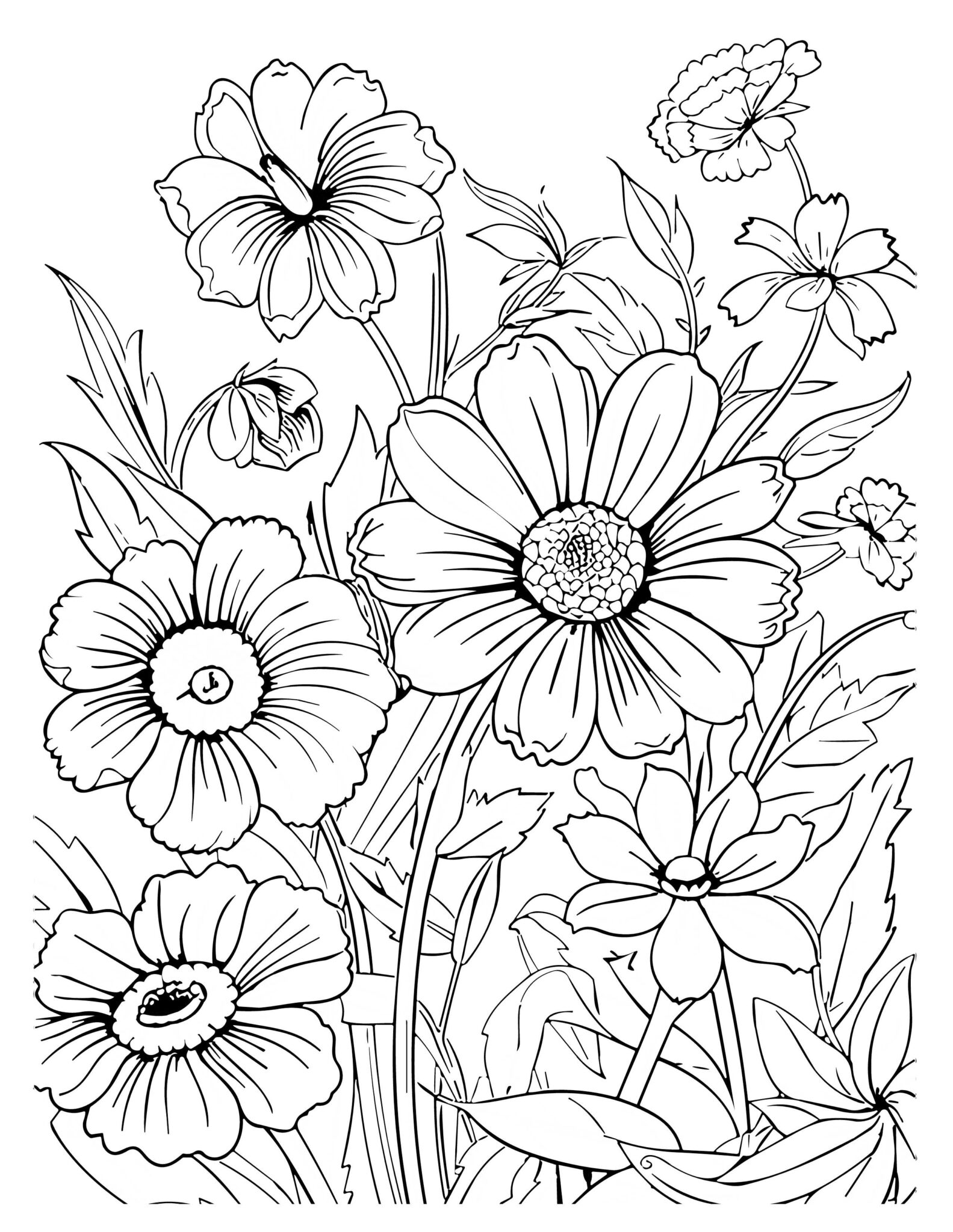 Wildflowers Coloring Pages | Dive into Nature's Palette