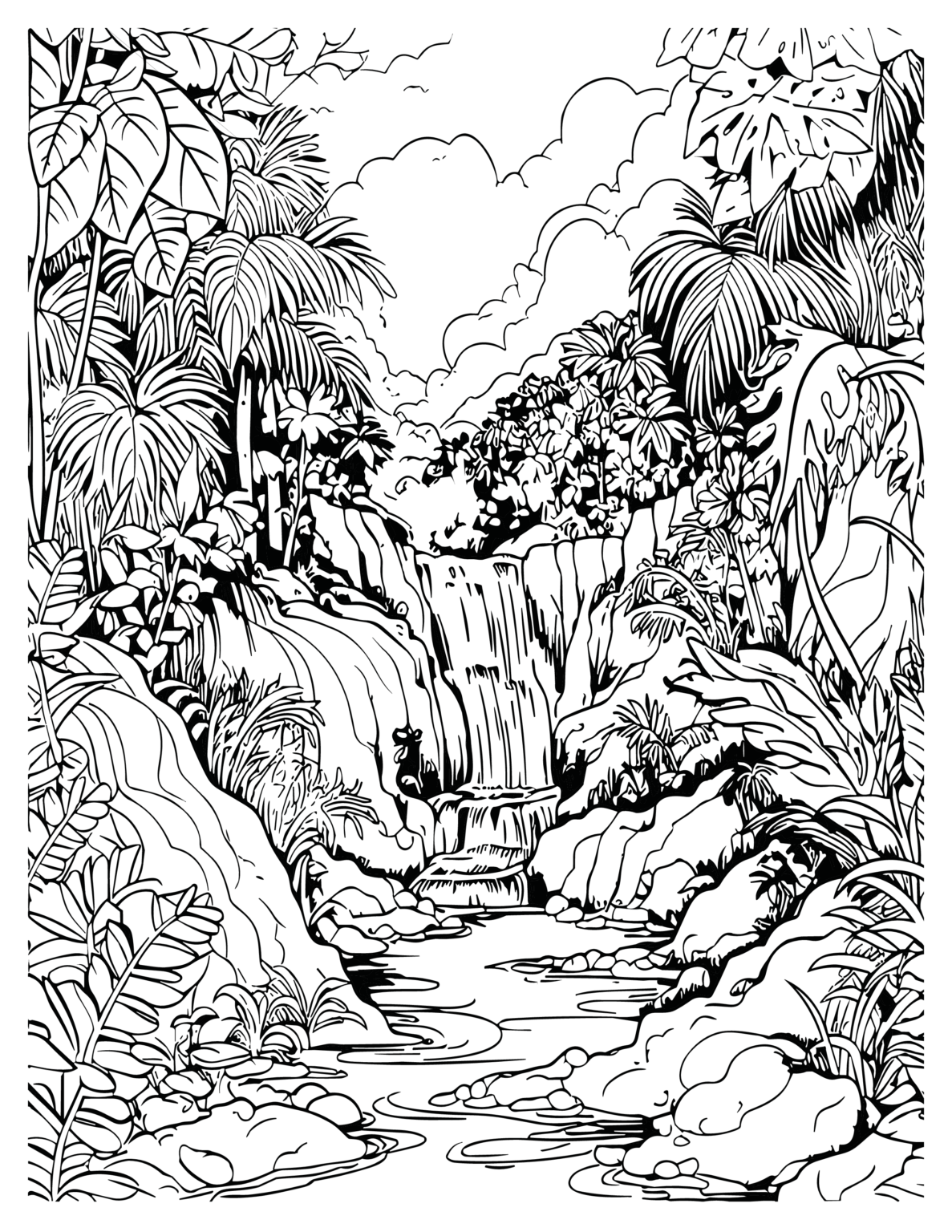 Vibrant Tropical Paradise Coloring Pages: Relaxing Island Escapes