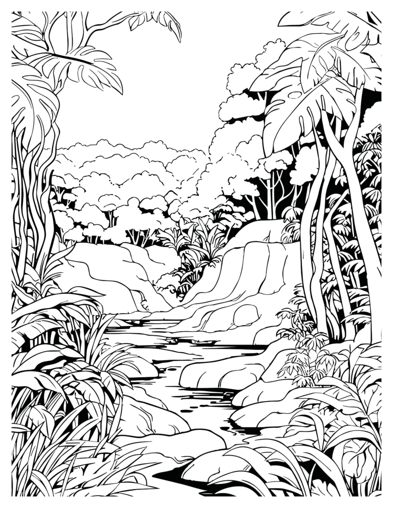 Vibrant Tropical Paradise Coloring Pages: Relaxing Island Escapes