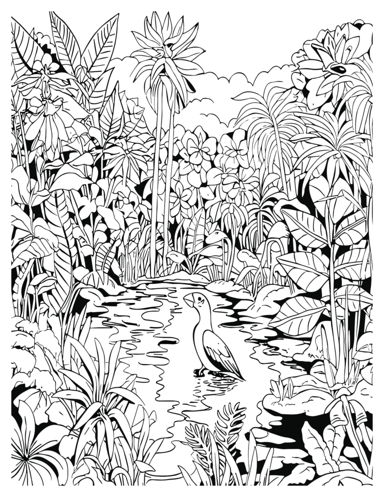 Vibrant Tropical Paradise Coloring Pages: Relaxing Island Escapes