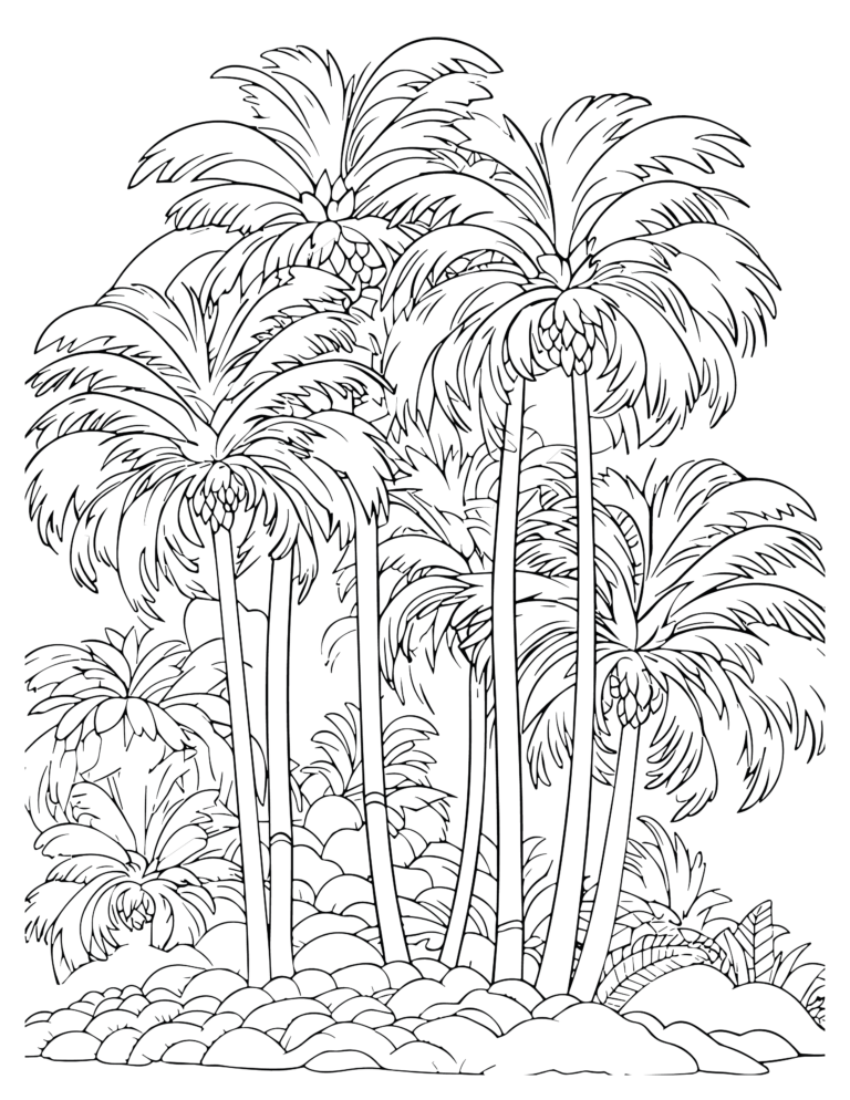 Vibrant Tropical Paradise Coloring Pages: Relaxing Island Escapes