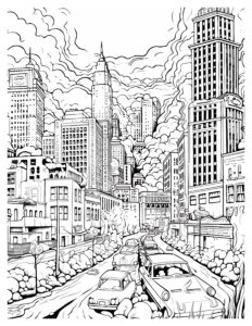 City Life Adventure Coloring Pages | Explore, Color, Create