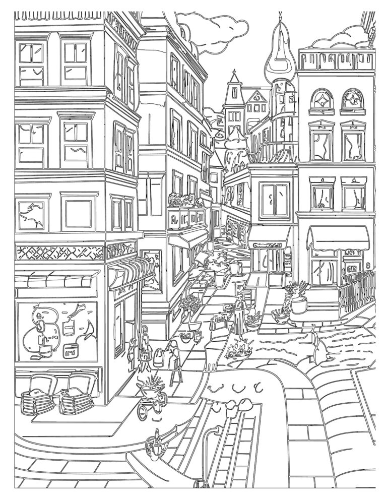 City Life Adventure Coloring Pages | Explore, Color, Create