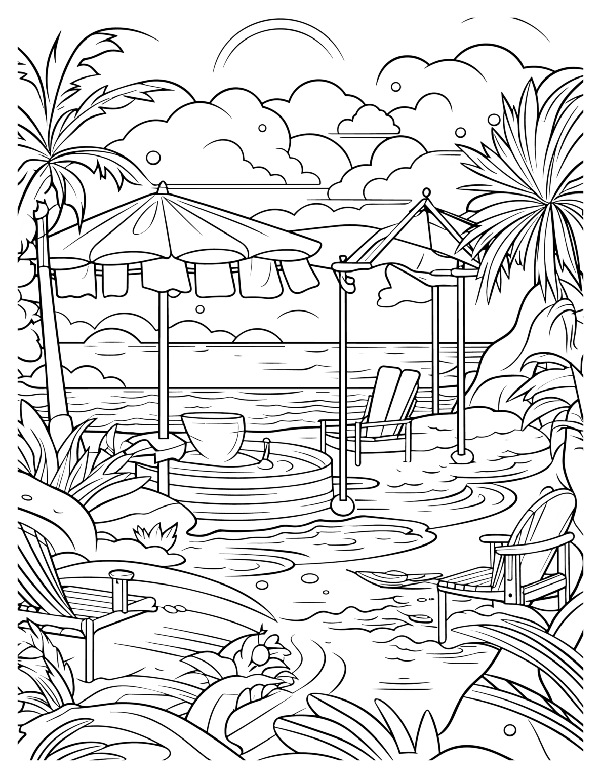 Vacation Vibes Coloring Pages: Find Your Relaxation