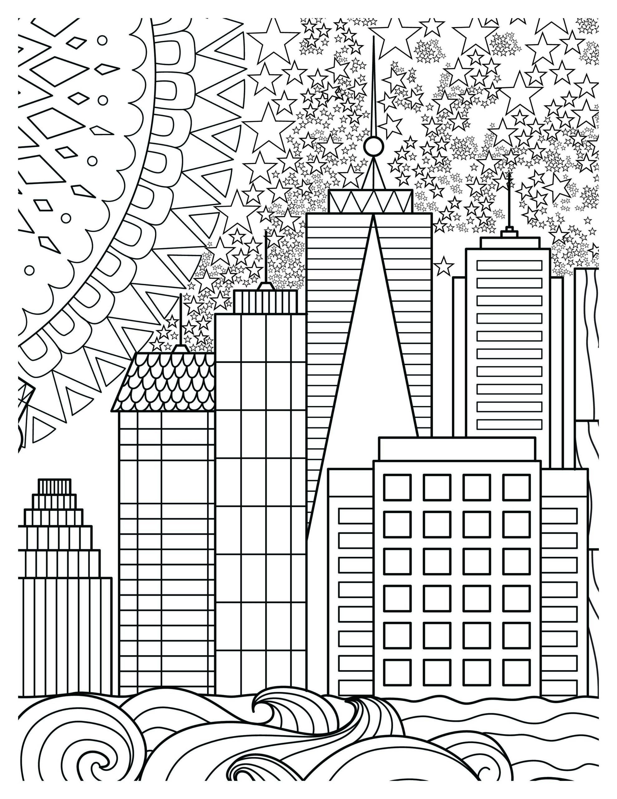 Tranquil Nightscape Coloring Pages | Escape into Serenity