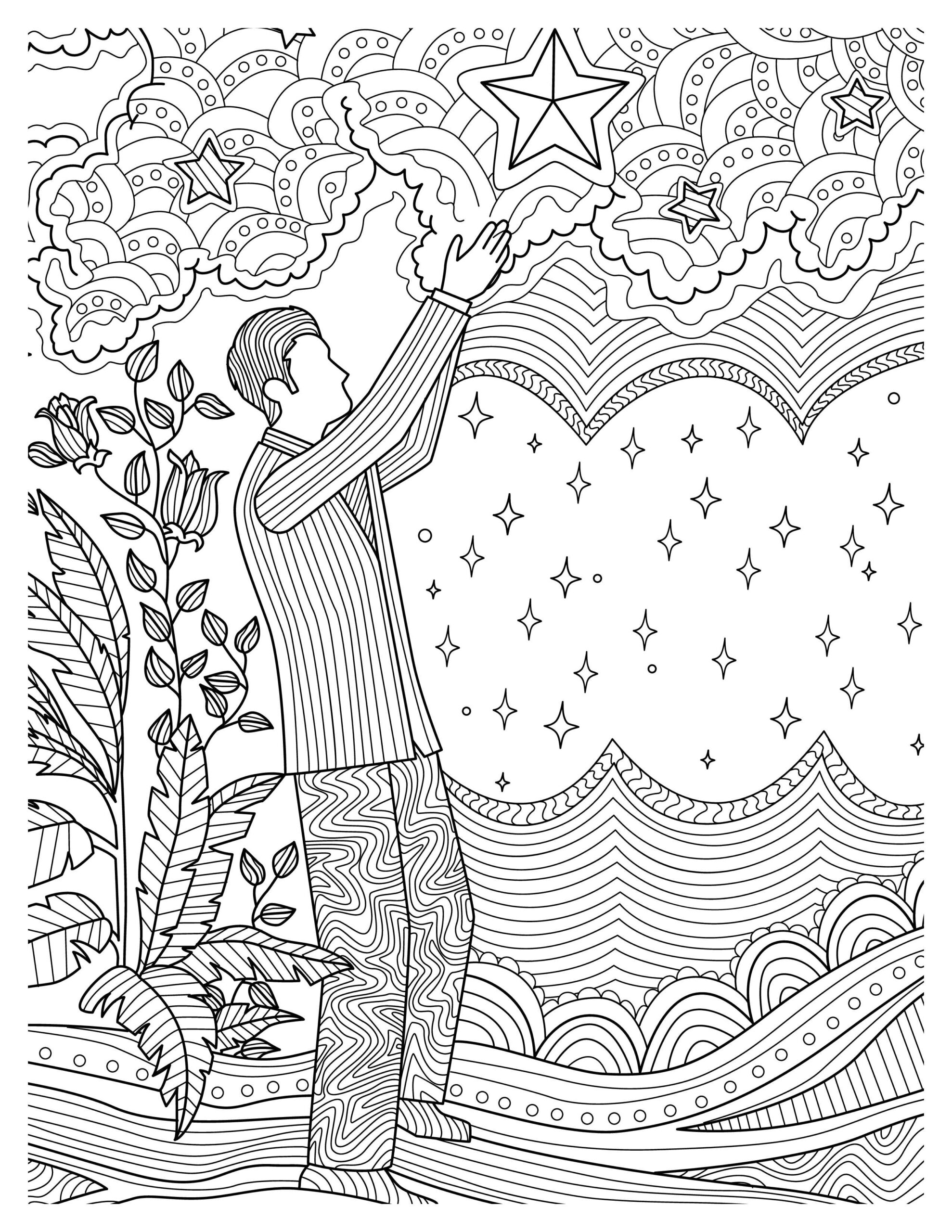 Tranquil Nightscape Coloring Pages | Escape into Serenity