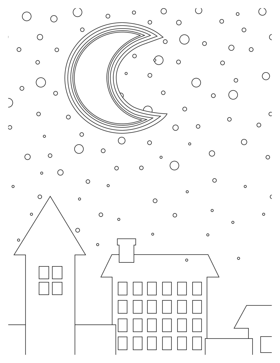Tranquil Nightscape Coloring Pages | Escape into Serenity