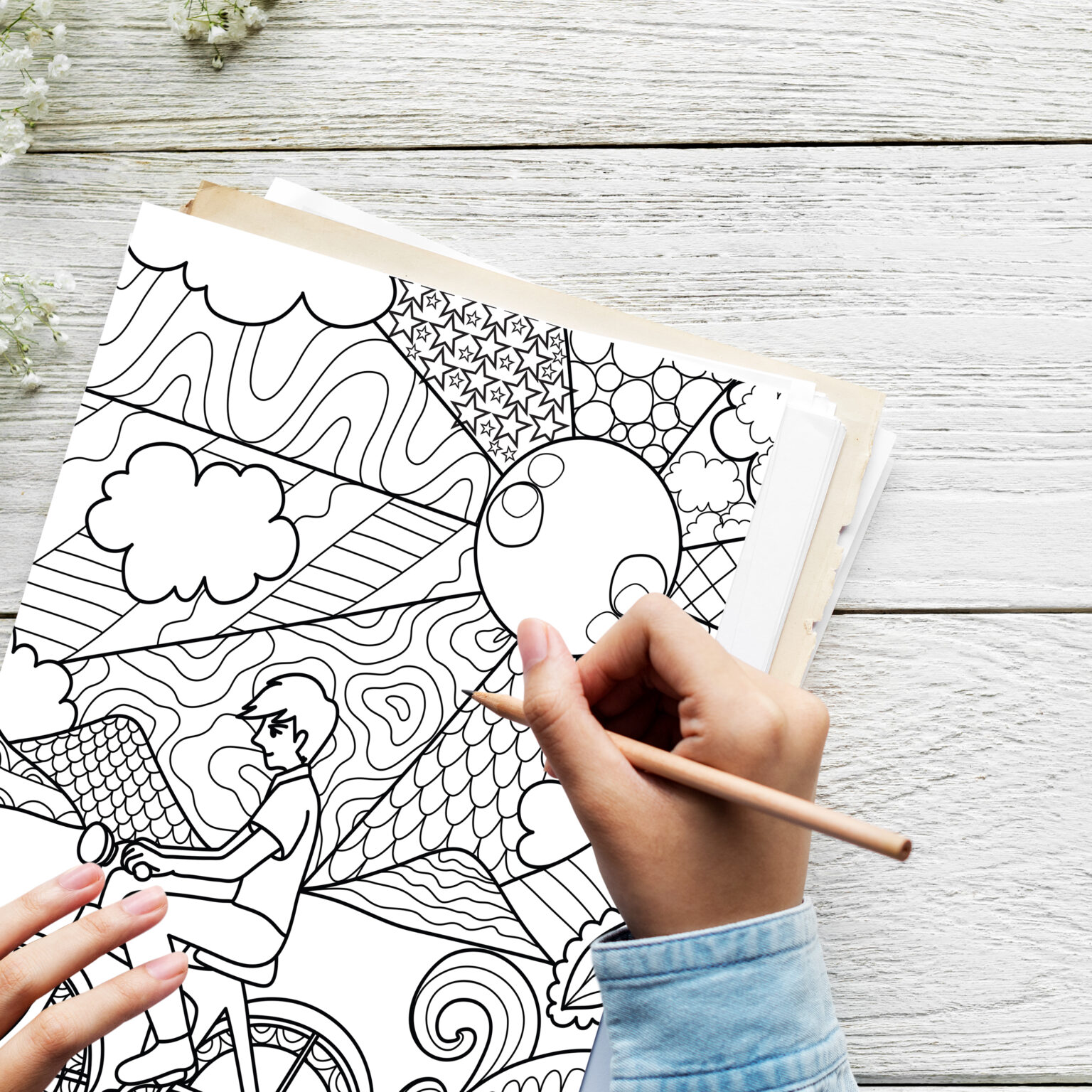 Tranquil Nightscape Coloring Pages | Escape into Serenity