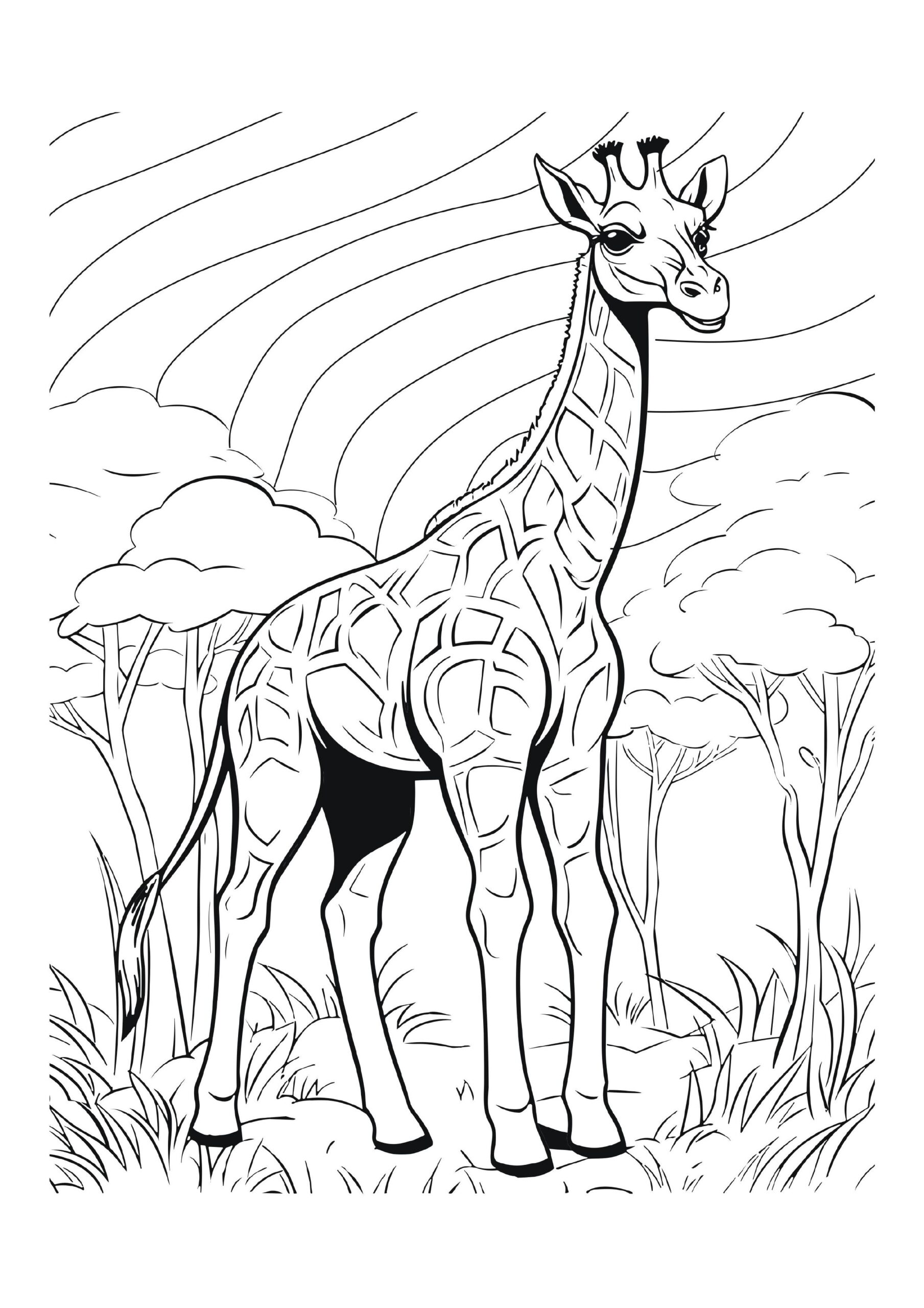 Towering Giraffe Coloring Pages I Tall and Majestic