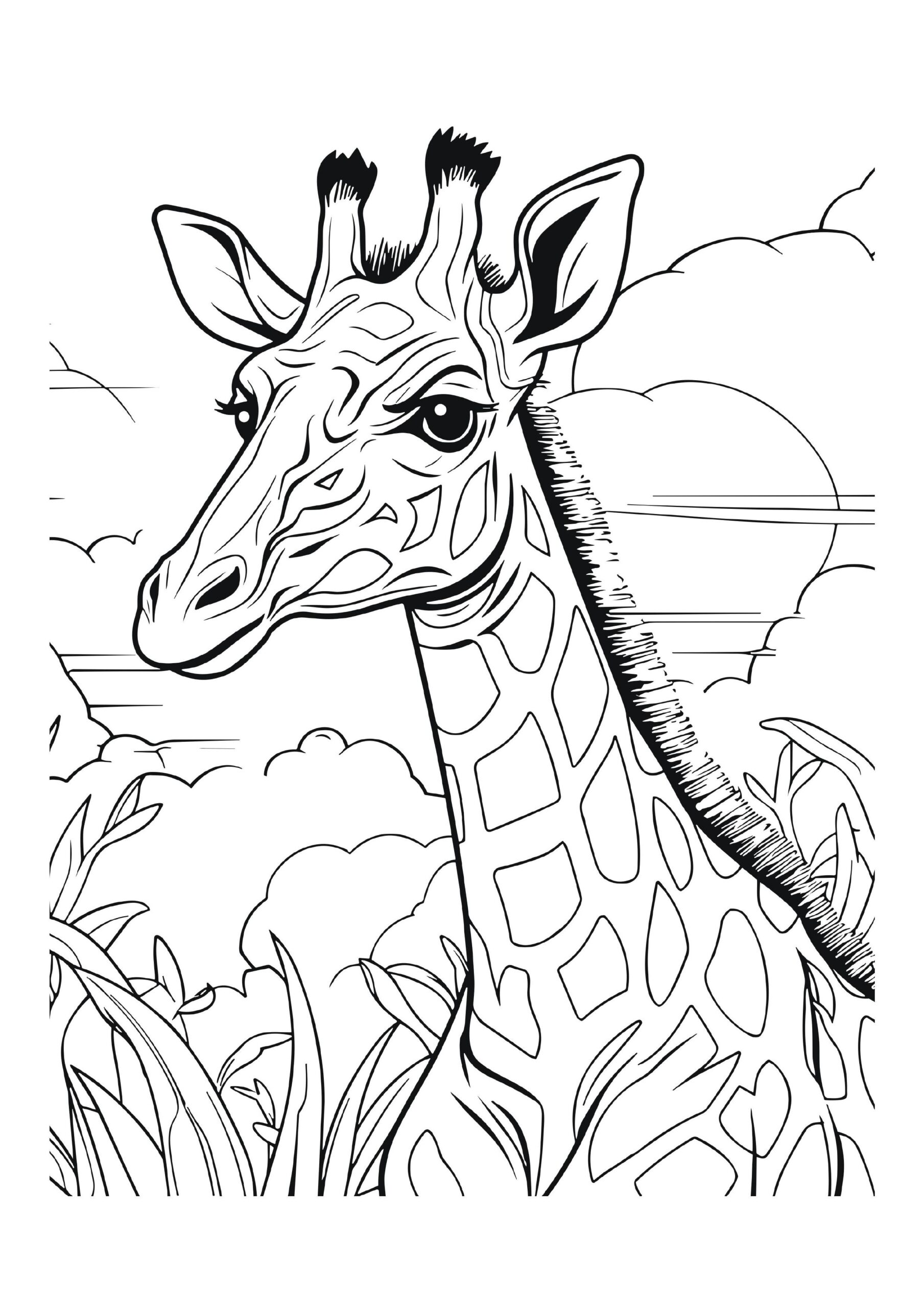 Towering Giraffe Coloring Pages I Tall and Majestic