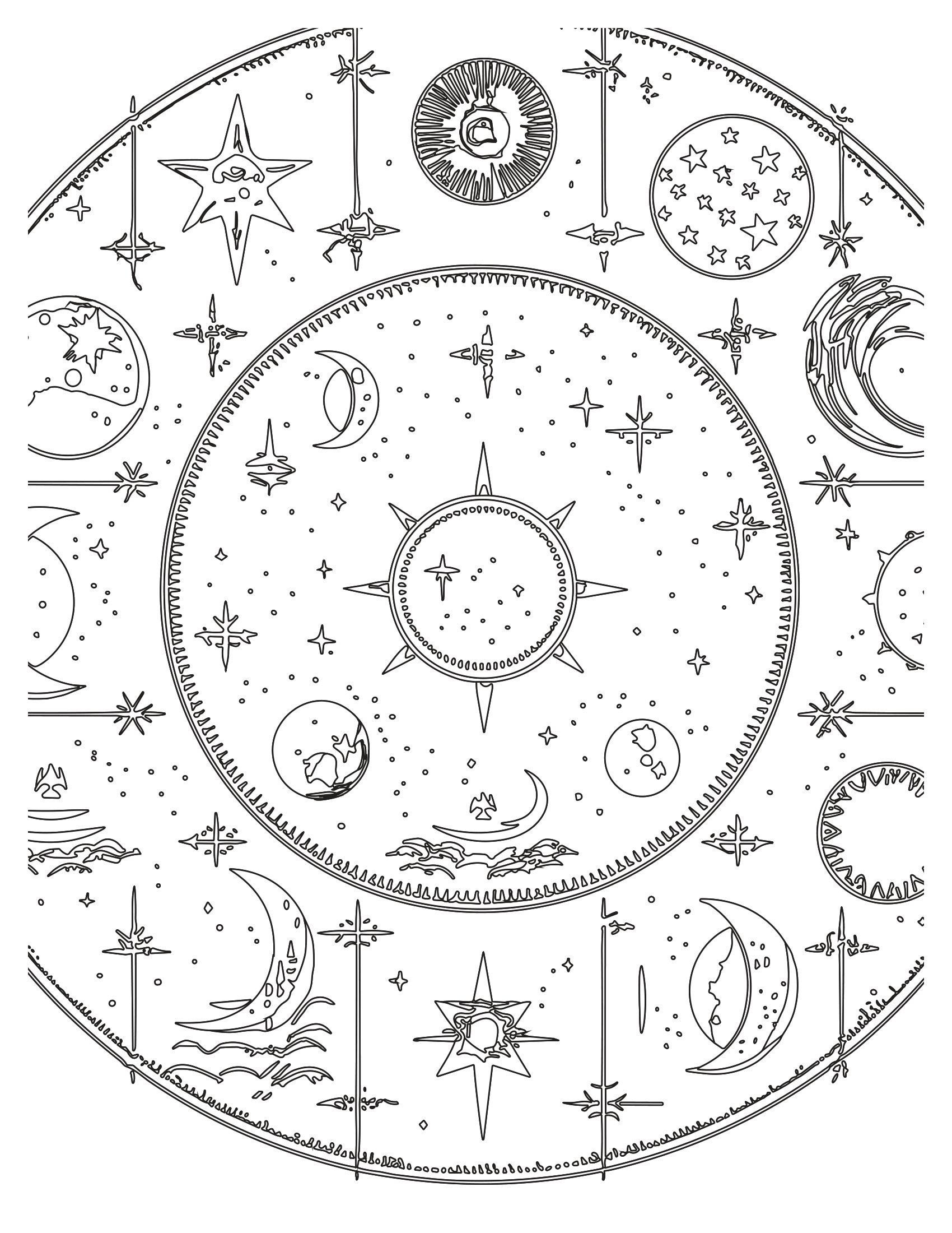 Celestial Harmony Coloring Pages: Explore Cosmic Designs