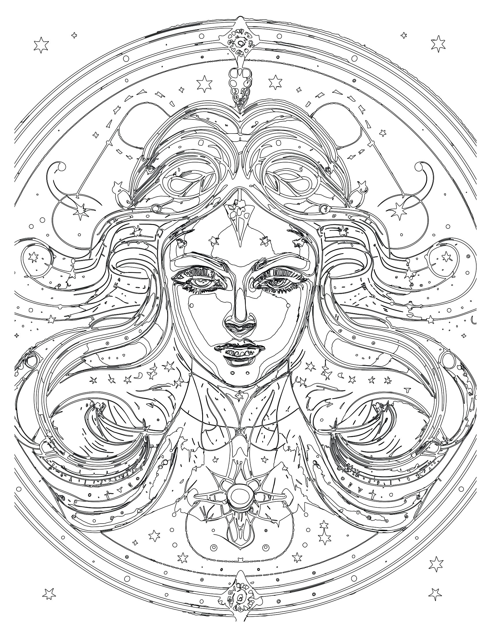 Celestial Harmony Coloring Pages: Explore Cosmic Designs