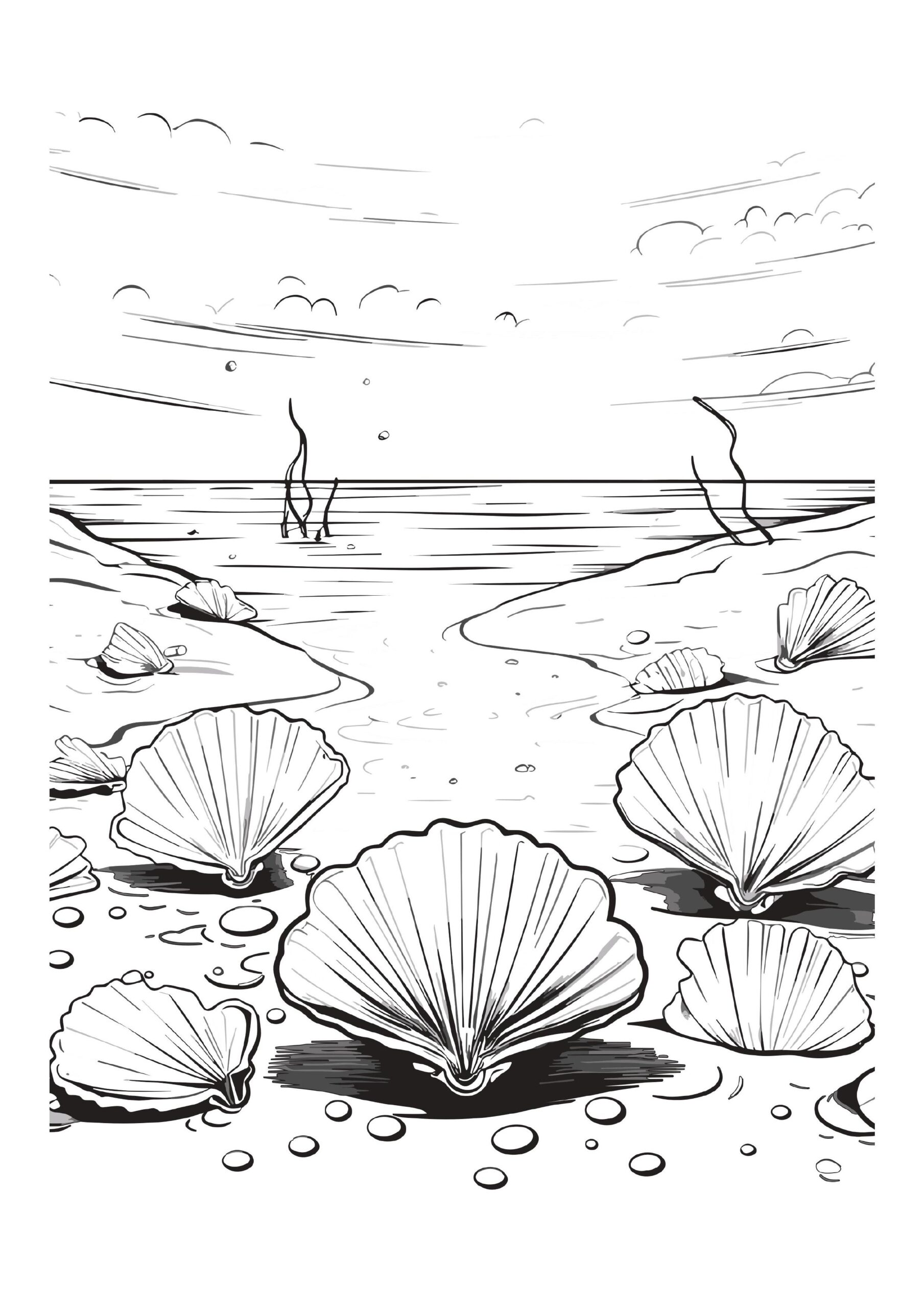 Seashell Treasures Coloring Pages I Beachside Bliss