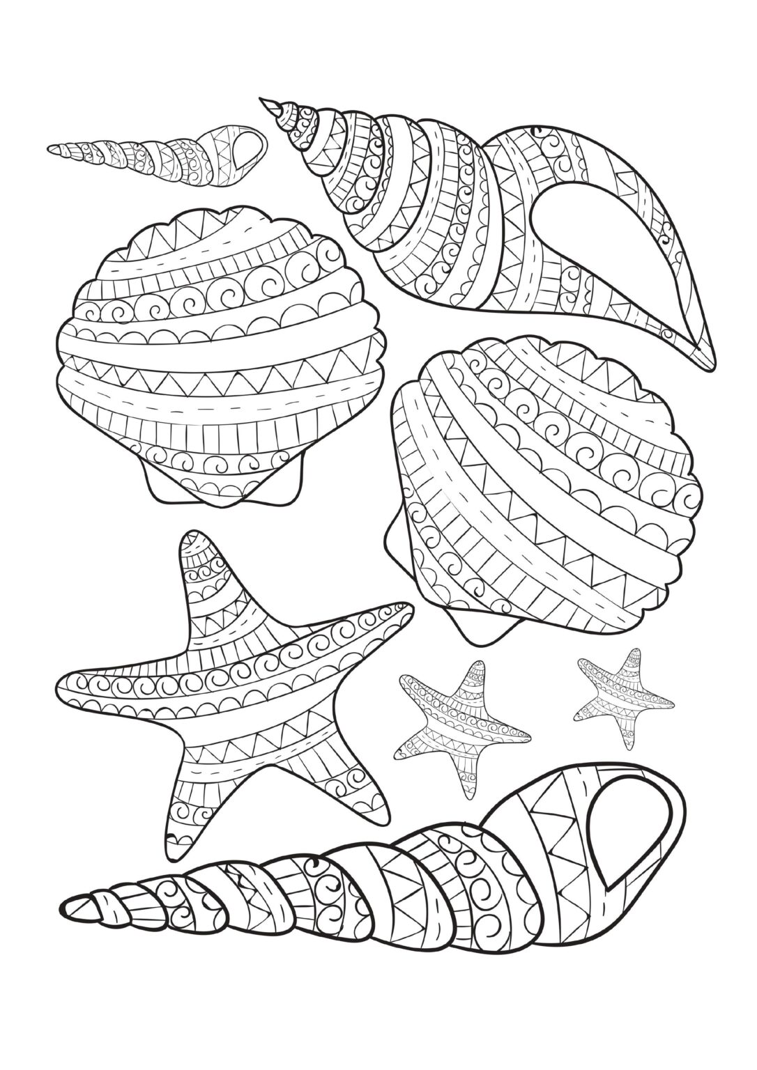 Seashell Treasures Coloring Pages I Beachside Bliss