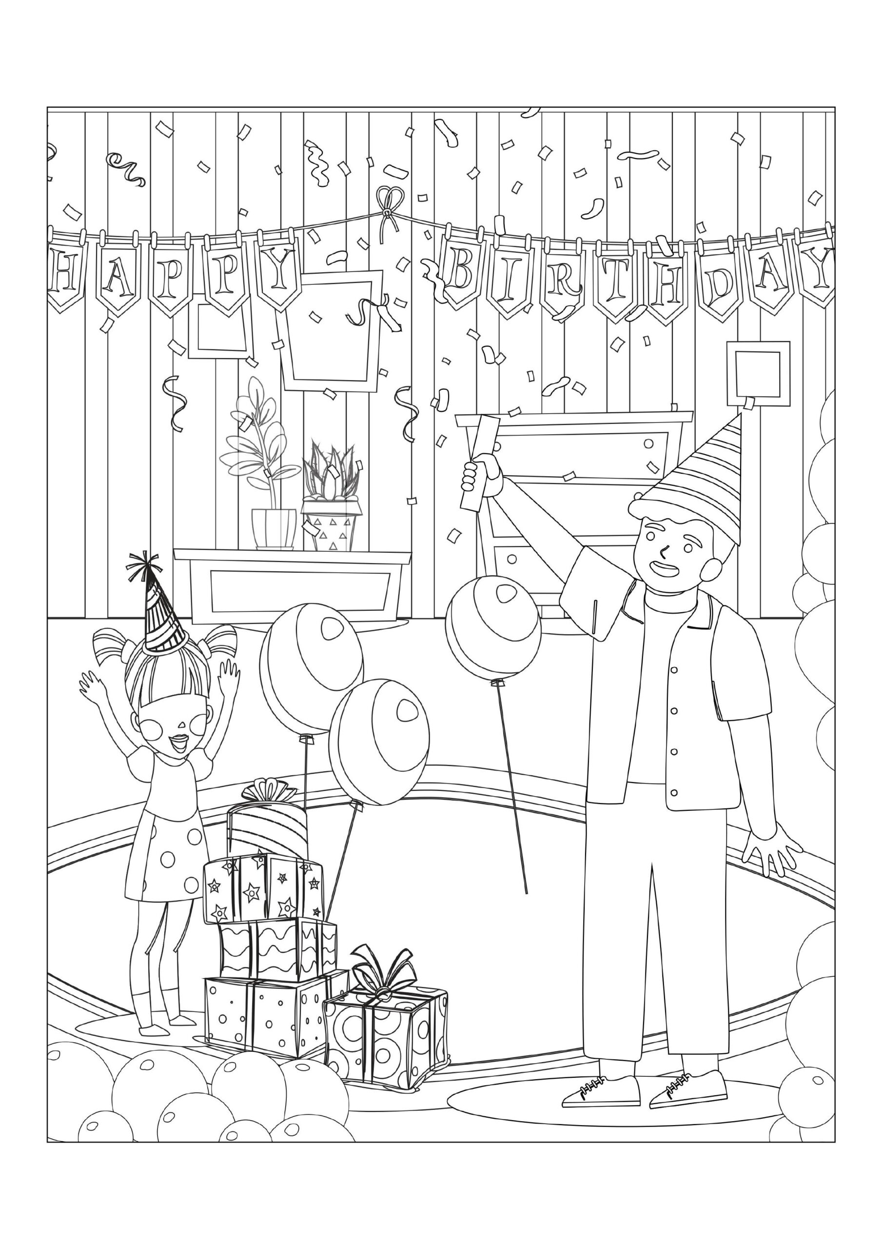 47 Birthday Bash Coloring Pages for Kids I Party Palette