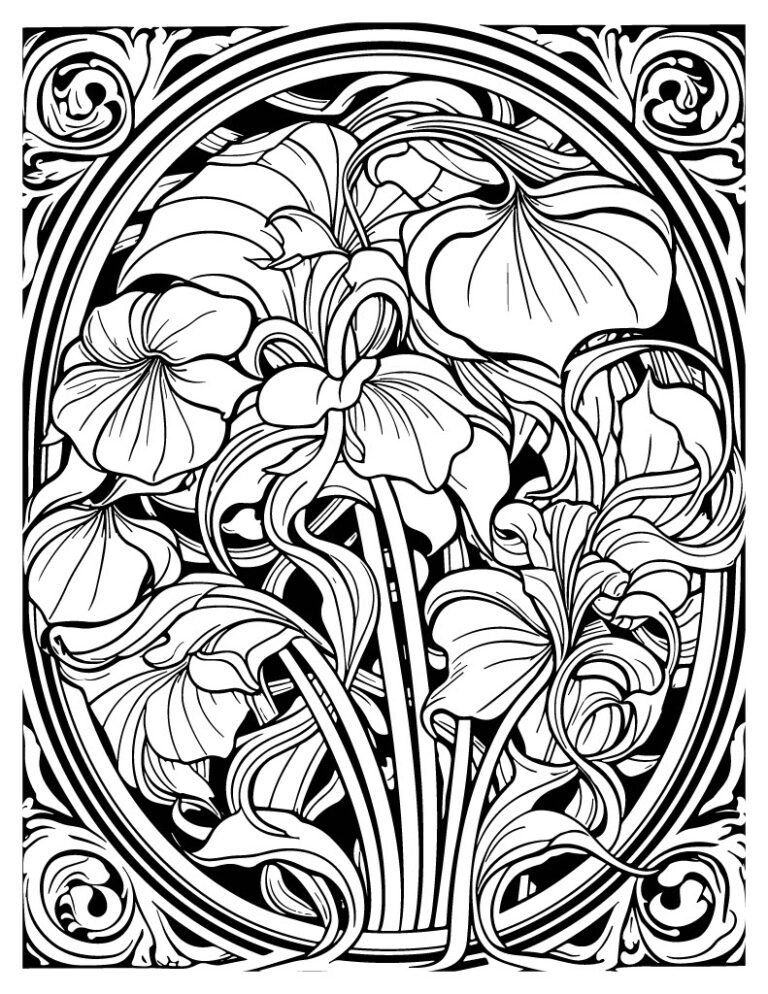 Art Nouveau Delight Coloring Pages I Elegant Era