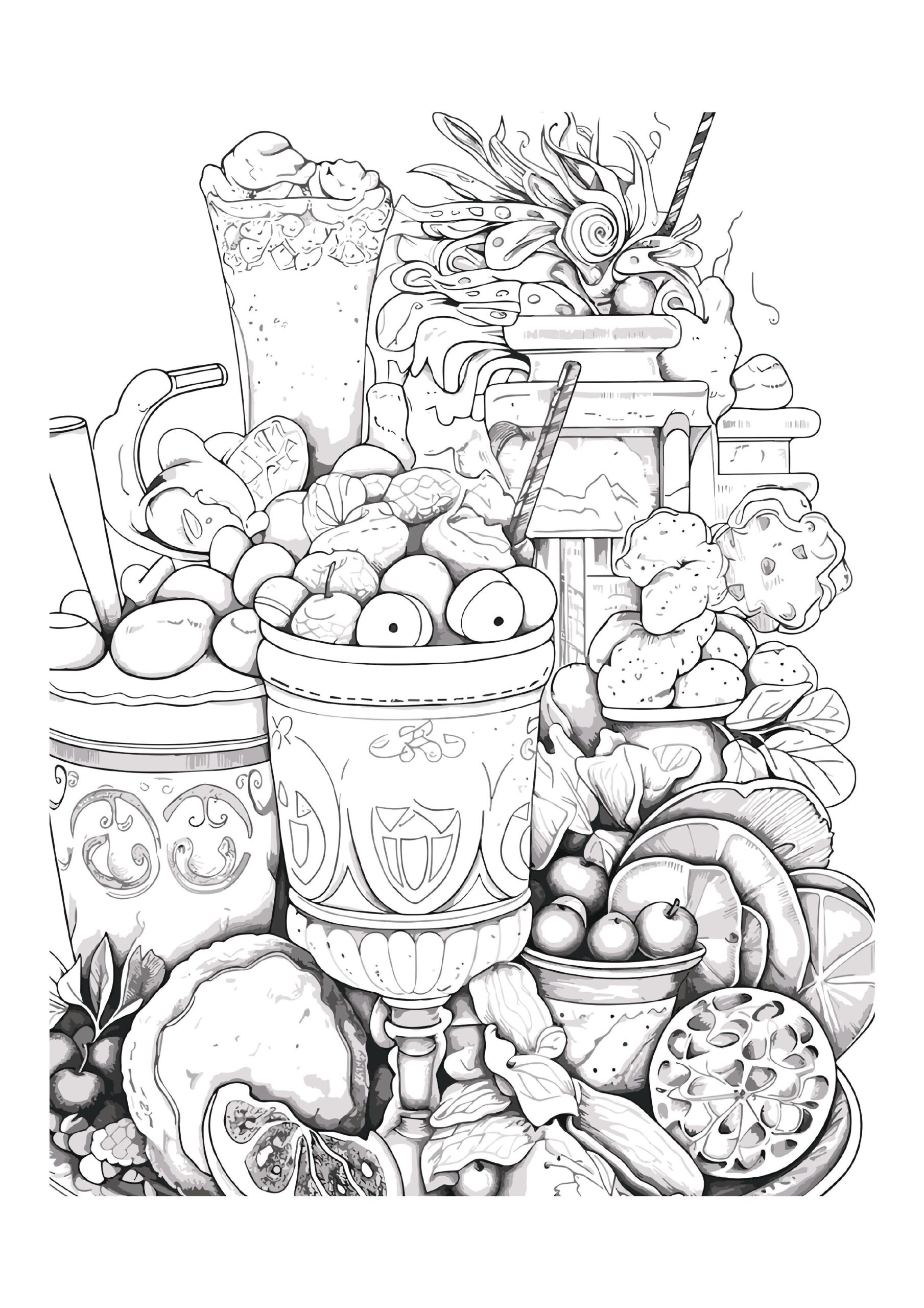 Fancy Food Delight Coloring Pages Collection I Gourmet Gallery