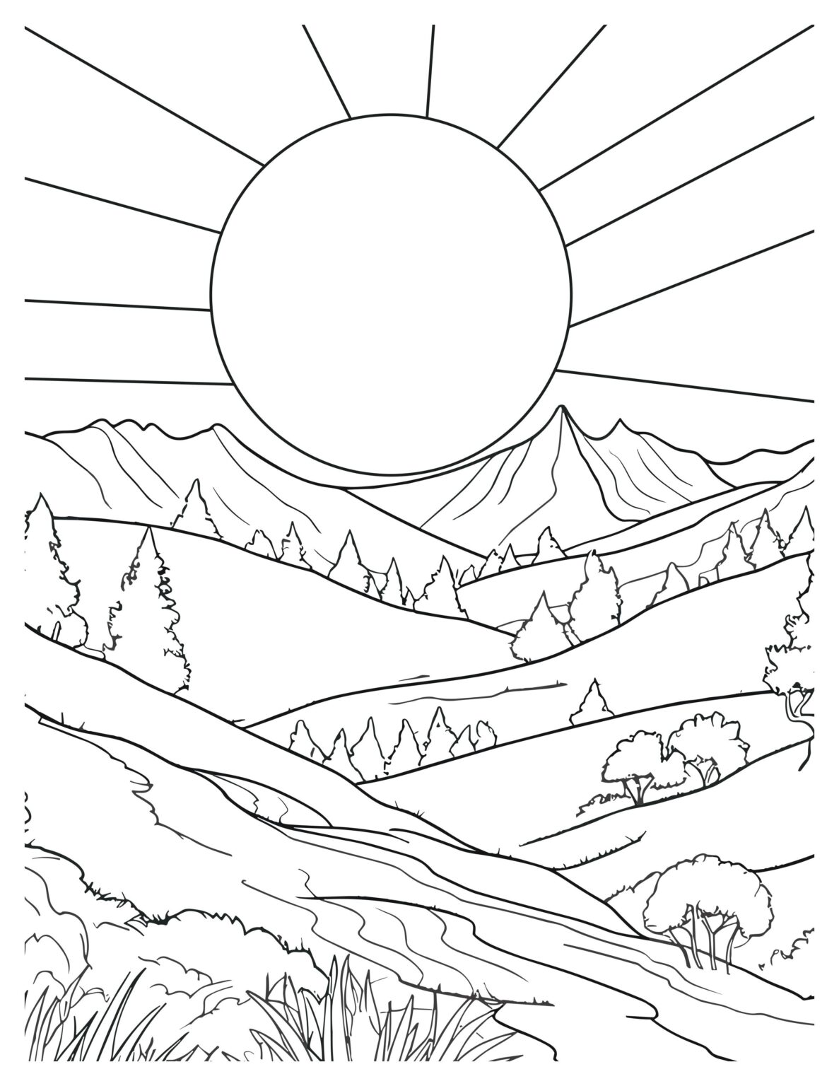 Dazzling Sunset Coloring Pages - Free Printable Art for Kids
