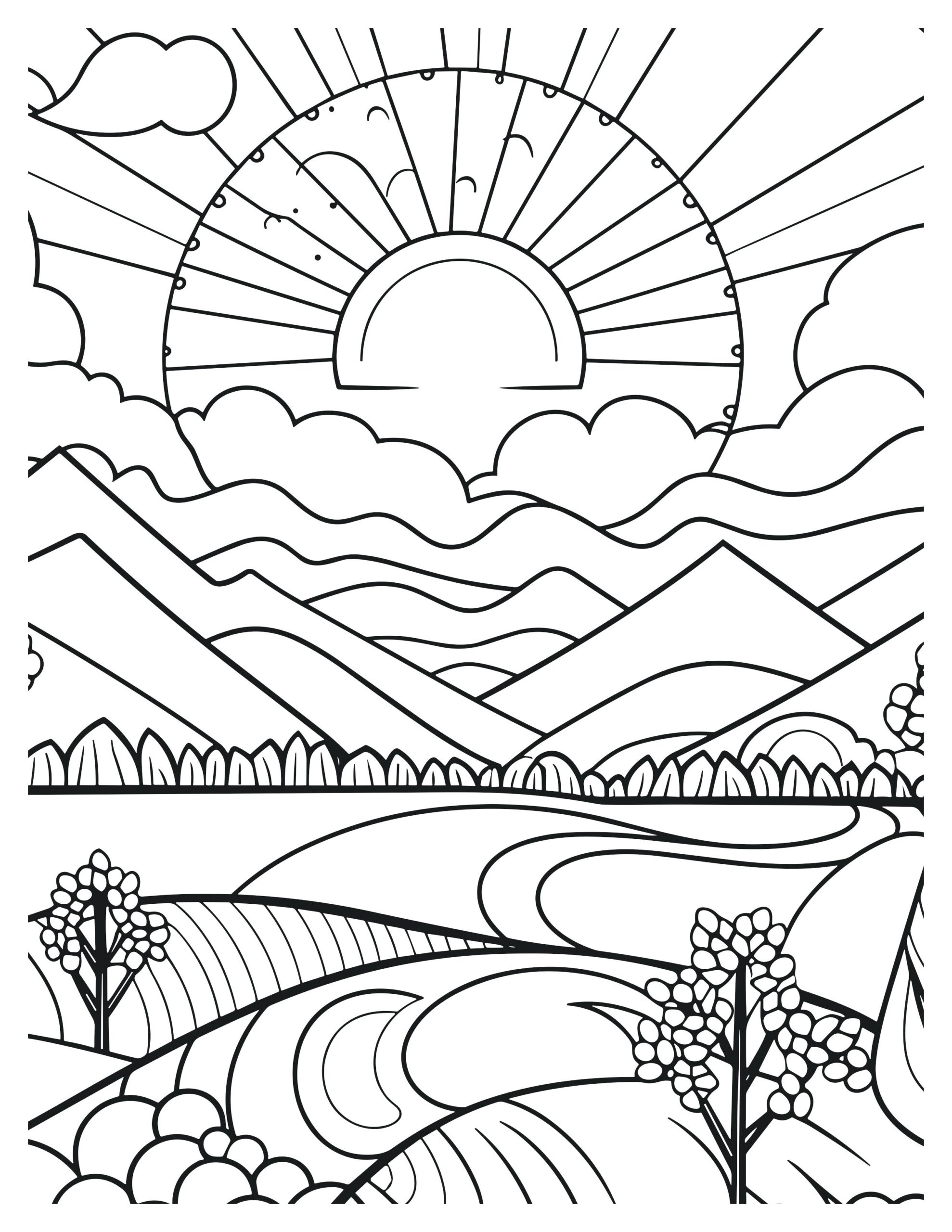 Dazzling Sunset Coloring Pages - Free Printable Art for Kids