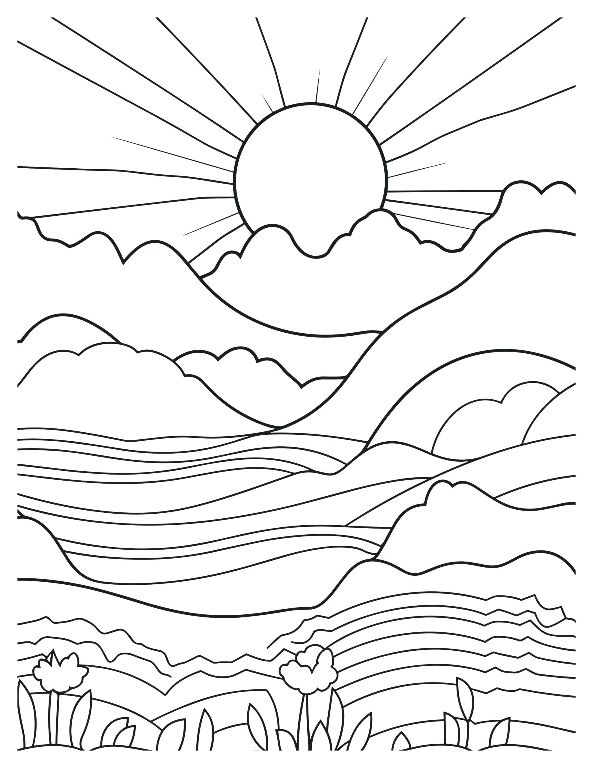 Dazzling Sunset Coloring Pages - Free Printable Art for Kids