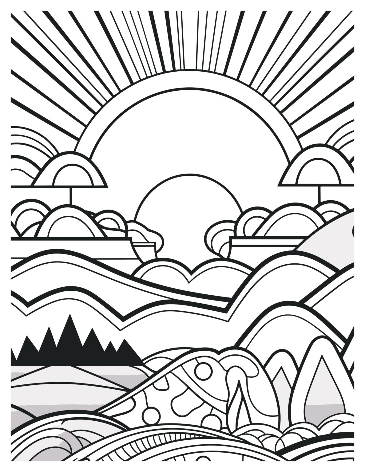 Dazzling Sunset Coloring Pages - Free Printable Art for Kids