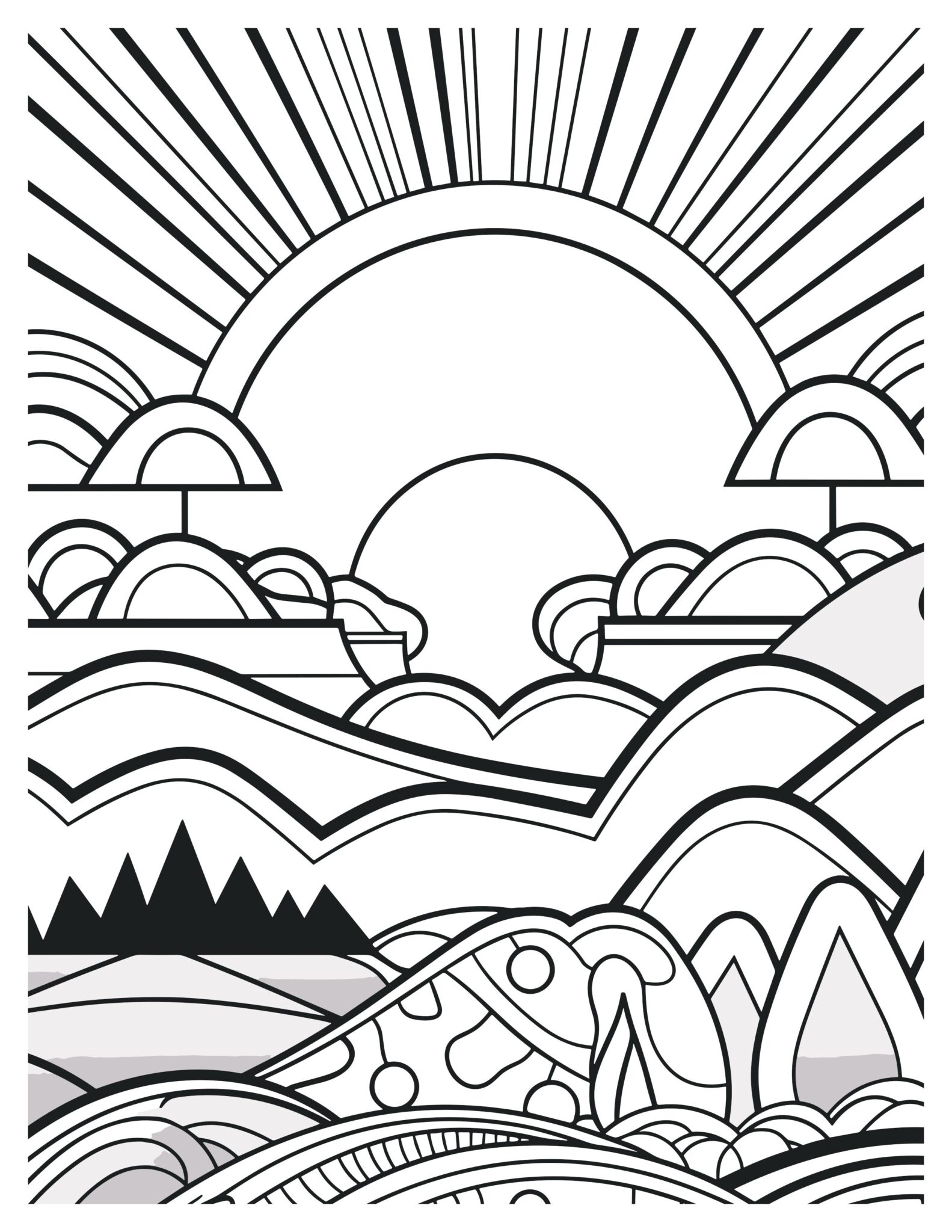 Dazzling Sunset Coloring Pages - Free Printable Art for Kids