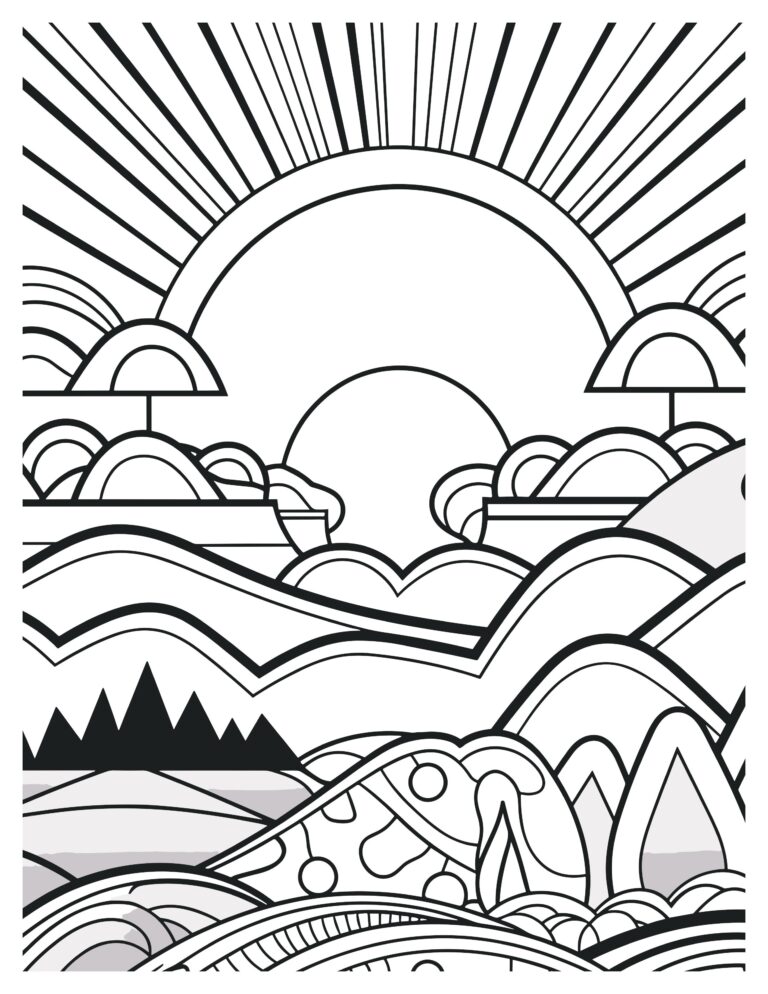 Dazzling Sunset Coloring Pages - Free Printable Art for Kids