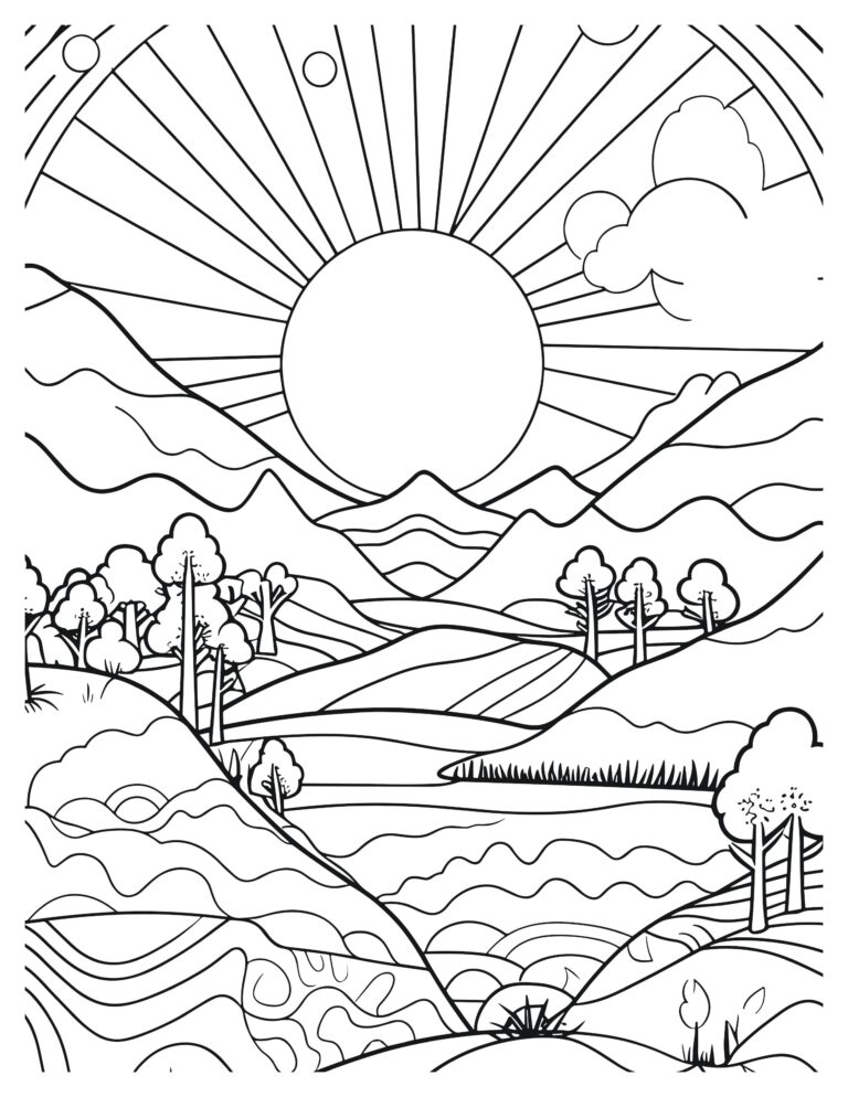 Dazzling Sunset Coloring Pages - Free Printable Art for Kids