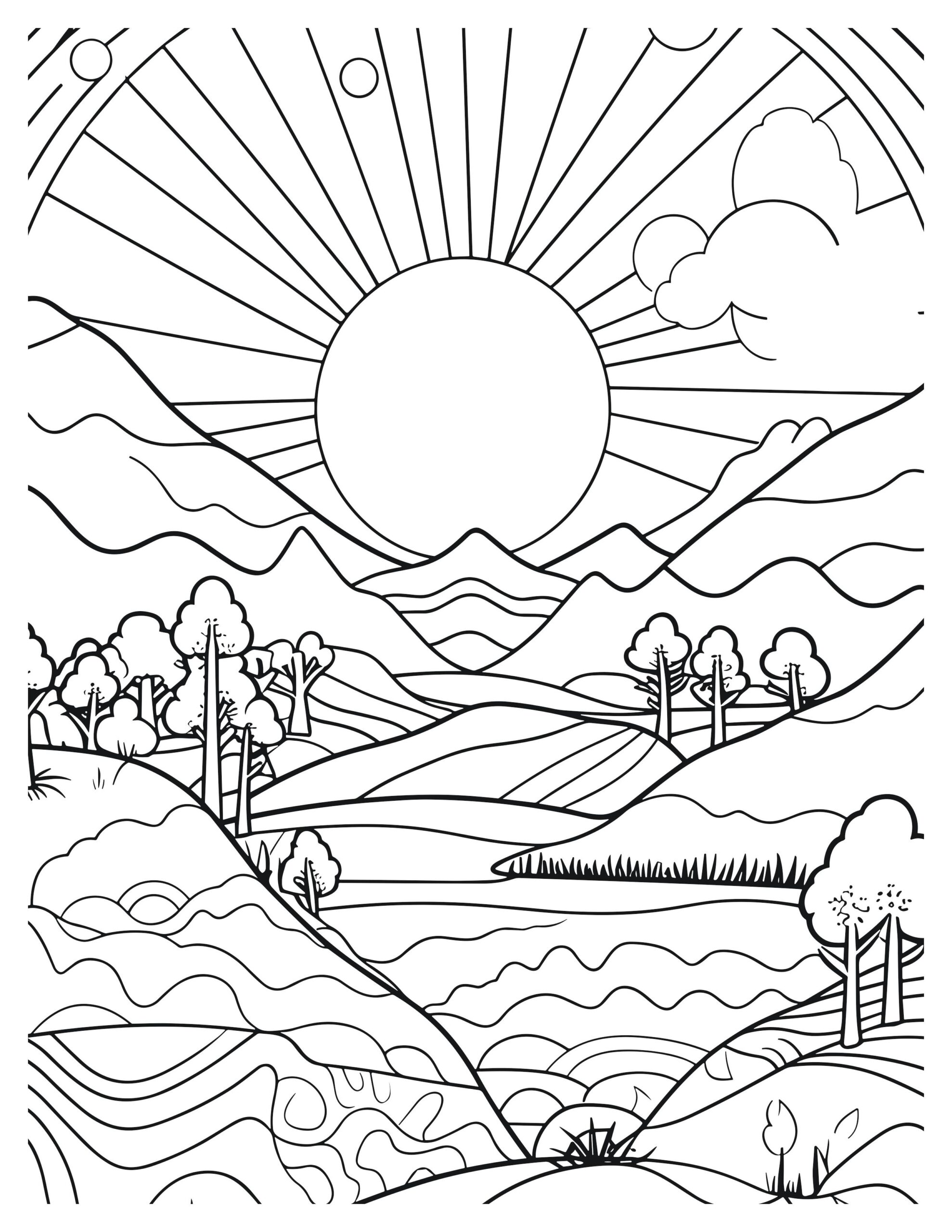 Dazzling Sunset Coloring Pages - Free Printable Art for Kids