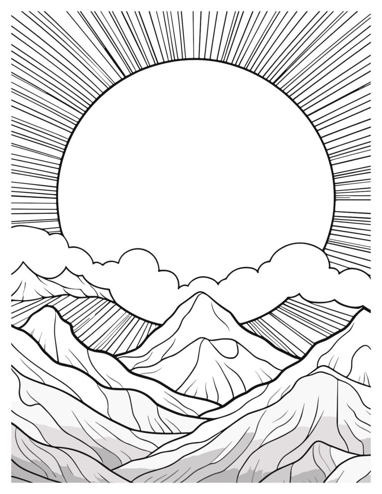 Dazzling Sunset Coloring Pages - Free Printable Art for Kids