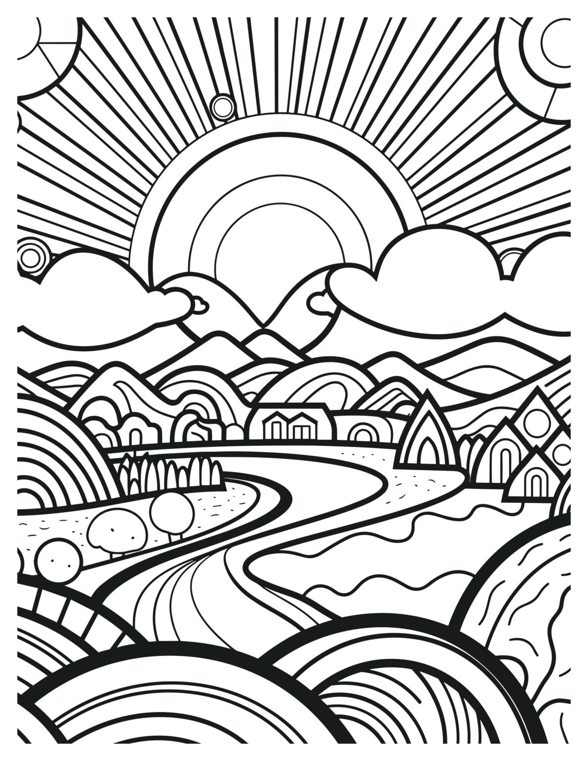Dazzling Sunset Coloring Pages - Free Printable Art for Kids