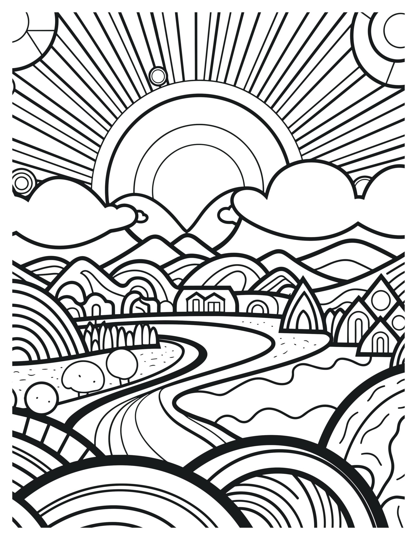 Dazzling Sunset Coloring Pages - Free Printable Art for Kids