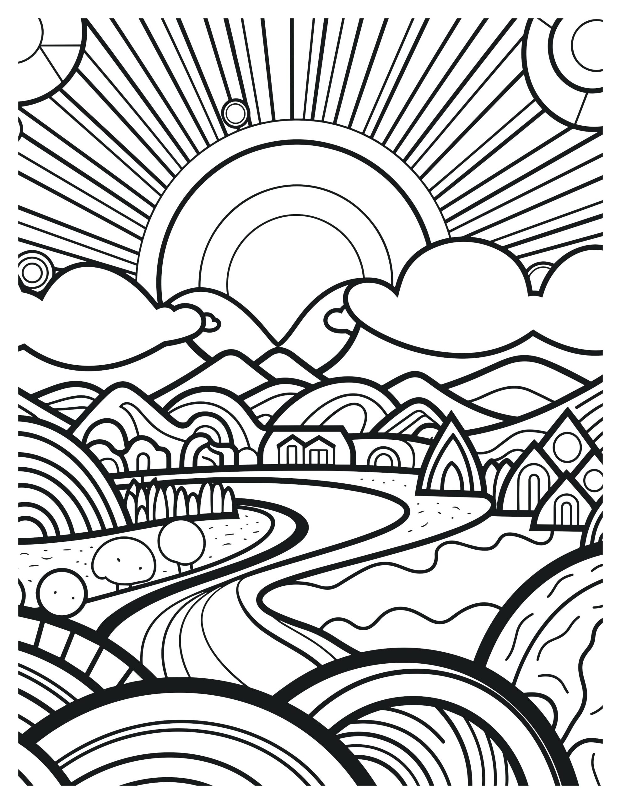 Dazzling Sunset Coloring Pages - Free Printable Art for Kids