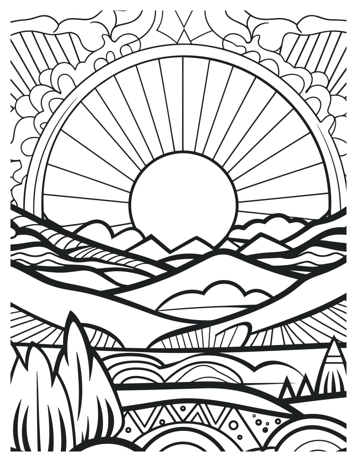 Dazzling Sunset Coloring Pages - Free Printable Art for Kids