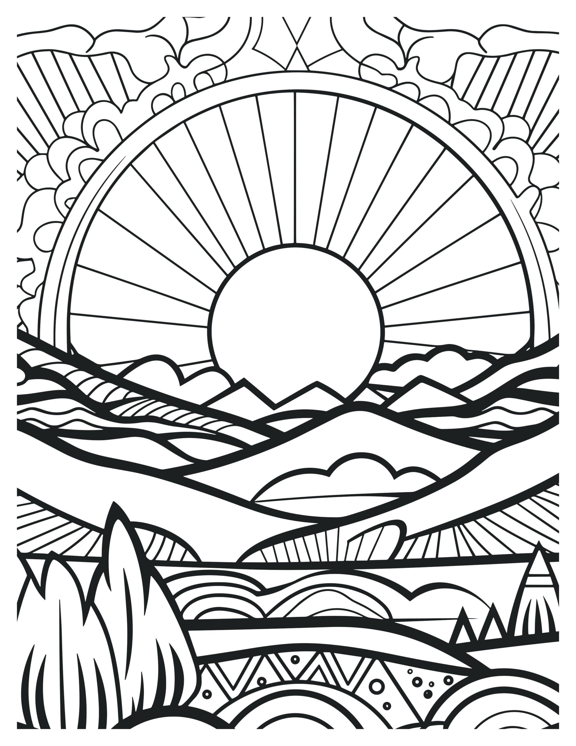 Dazzling Sunset Coloring Pages - Free Printable Art for Kids