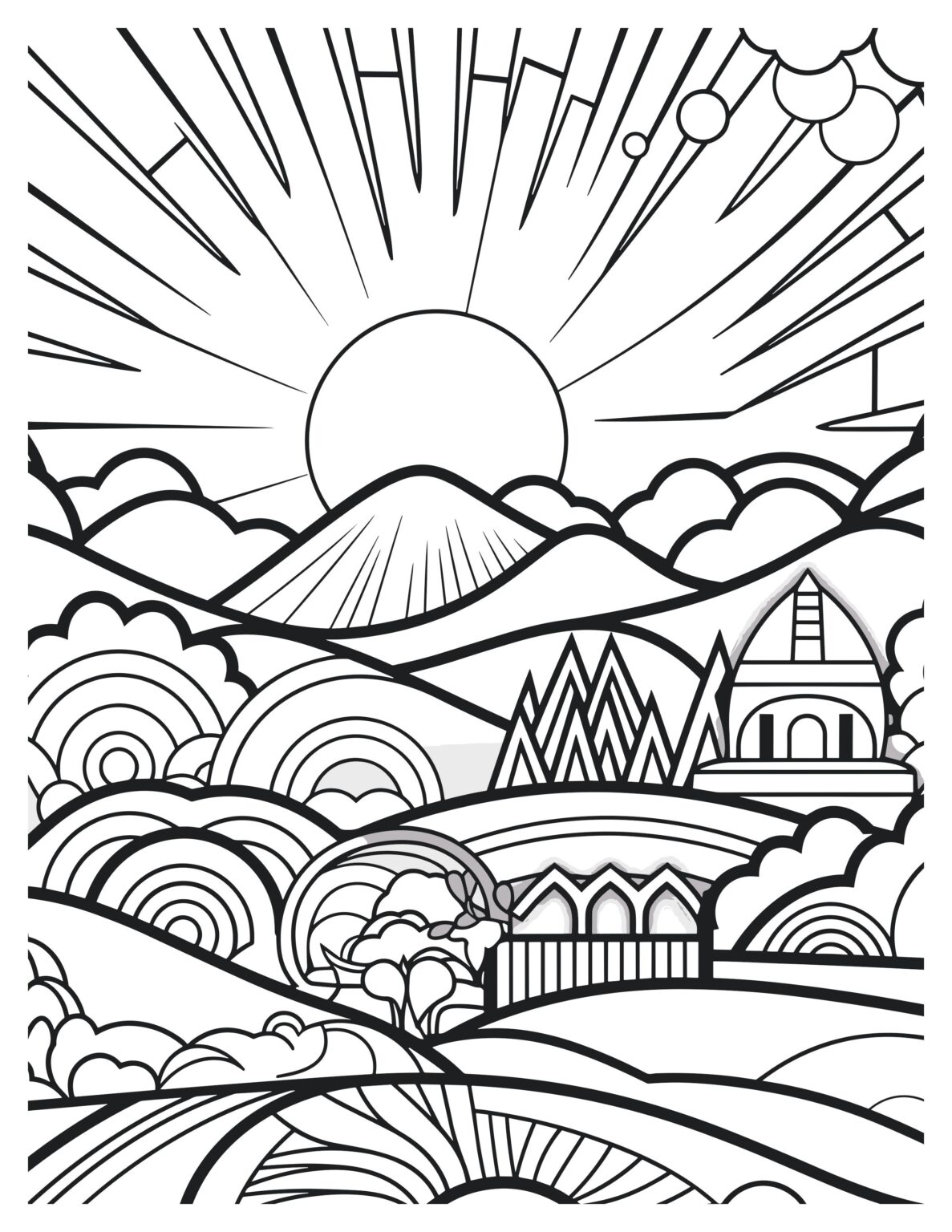 Dazzling Sunset Coloring Pages - Free Printable Art for Kids