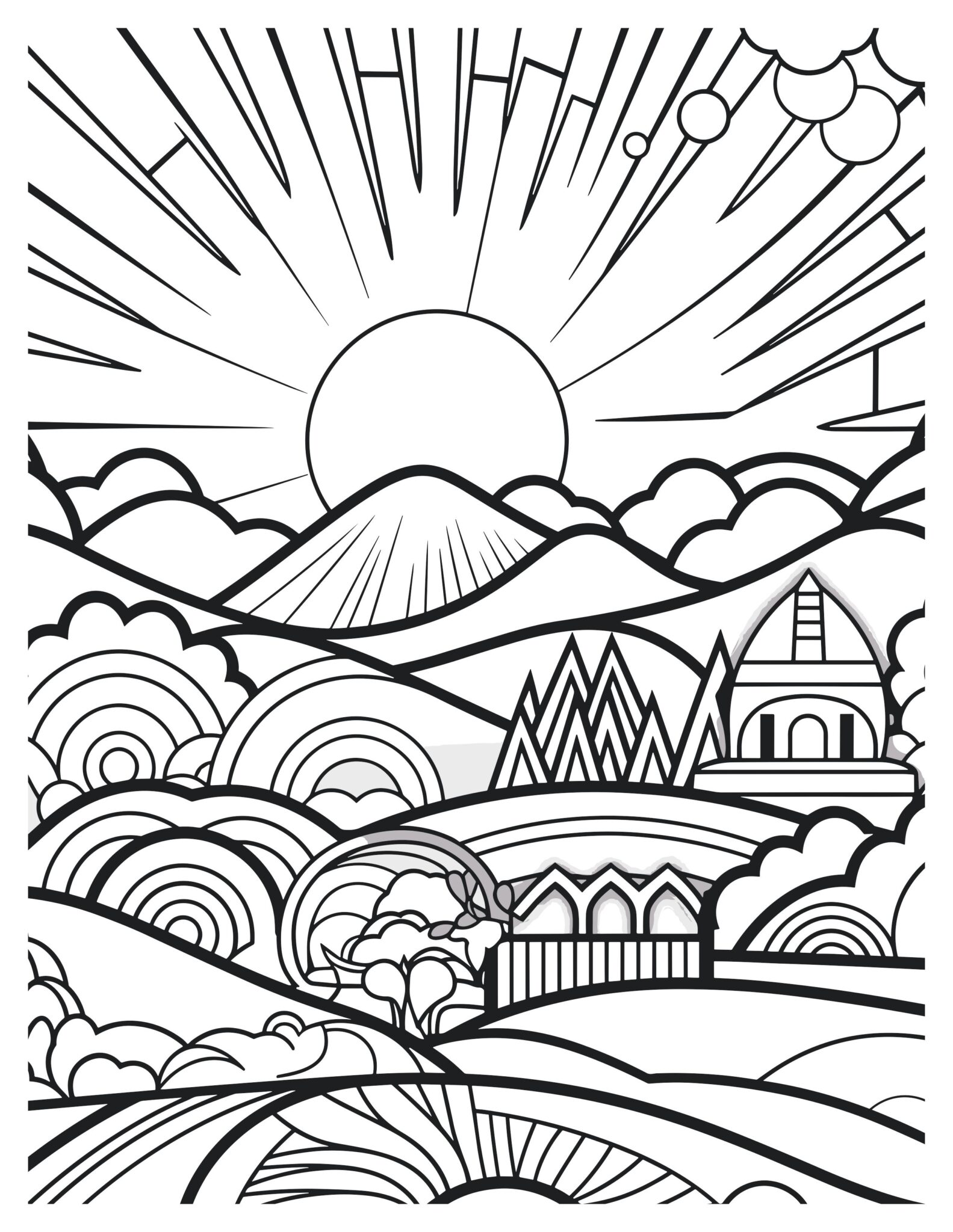 Dazzling Sunset Coloring Pages - Free Printable Art for Kids