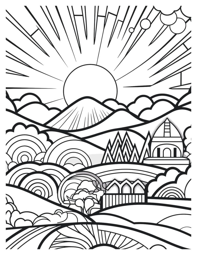Dazzling Sunset Coloring Pages - Free Printable Art for Kids