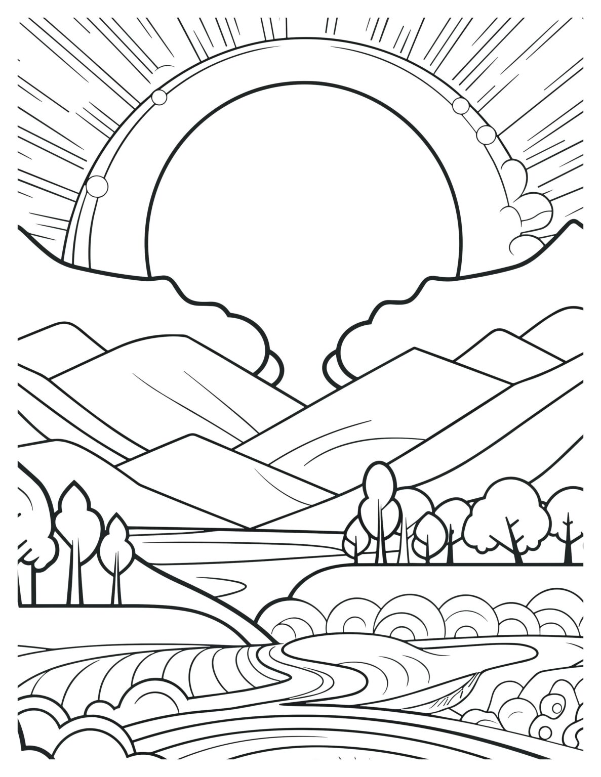 Dazzling Sunset Coloring Pages - Free Printable Art for Kids